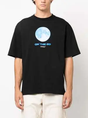 Off-White Moon-print Cotton T-shirt - Black