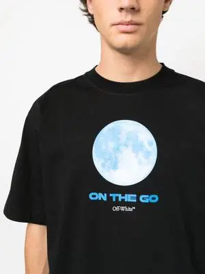 Off-White Moon-print Cotton T-shirt - Black