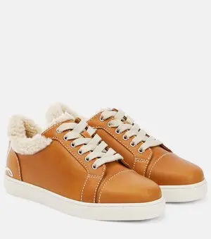 CHRISTIAN LOUBOUTIN Vierissima Shearling-trimmed Sneakers - Brown