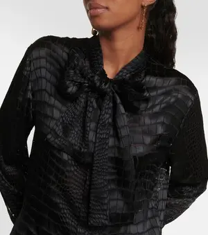 Versace Devoré Tie-neck Shirt