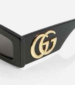 Gucci Double G Rectangular Sunglasses - Black | Editorialist display picture 1