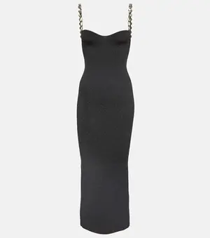 Galvan Globe Chain Wave Ribbed-knit Midi Dress