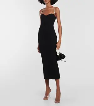 Galvan Globe Chain Wave Ribbed-knit Midi Dress