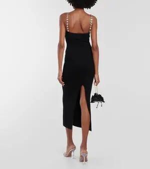 Galvan Globe Chain Wave Ribbed-knit Midi Dress