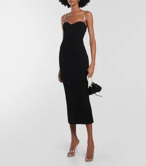 Galvan Globe Chain Wave Ribbed-knit Midi Dress