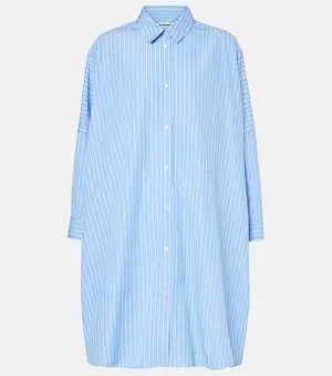 JIL SANDER Striped Cotton Poplin Shirt - Blue