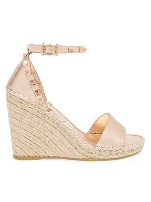 Valentino Garavani Women's Rockstud Leather Espadrille Wedges - Rame  Rame