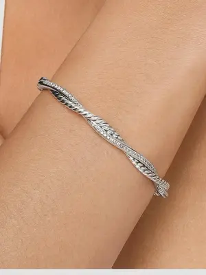 David Yurman Petite Infinity Bracelet In Sterling - Diamond