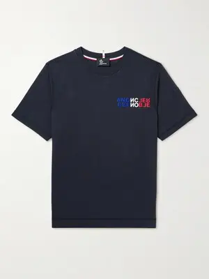 Moncler Slim-fit Logo-print Cotton-jersey T-shirt - Blue