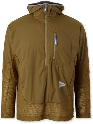 and wander Polartec Alpha jacket アンドワンダー And Wander Alpha Direct Logo-Print Polartec® Fleece And Shell Half