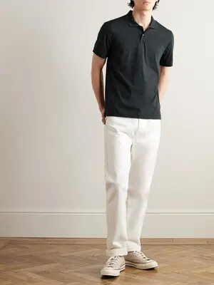 JAMES PERSE Luxe Lotus Cotton-jersey Polo Shirt - Blue