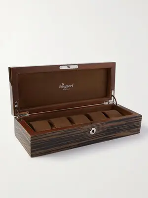 RAPPORT LONDON Heritage Lacquered Herringbone Cedar Watch Box - Brown