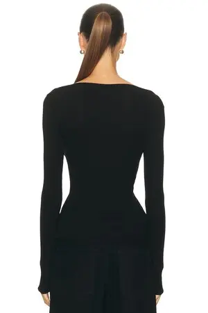 Enza Costa Silk Knit Boatneck Top - Black