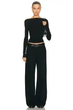 Enza Costa Silk Knit Boatneck Top - Black