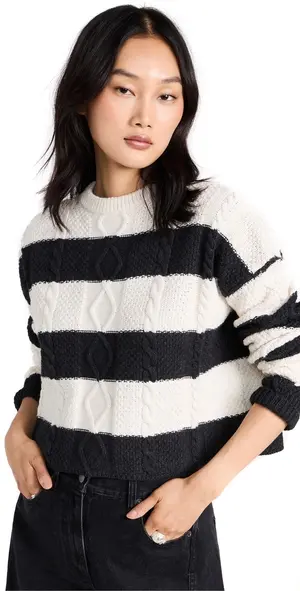 ASKK NY Cable Cropped Crew Sweater