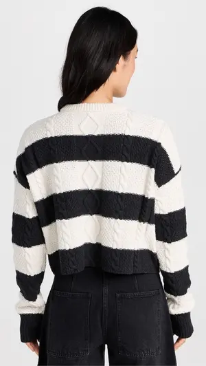 ASKK NY Cable Cropped Crew Sweater