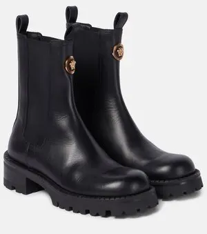 Versace Medusa Leather Chelsea Boots - Black