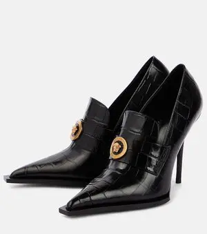 Versace Croc-effect Patent Leather Pumps