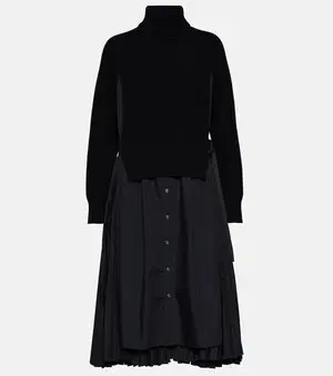 Sacai Turtleneck Midi Dress - Black