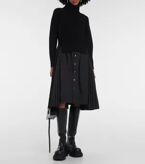 Sacai Turtleneck Midi Dress - Black
