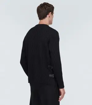 Versace Leather-trimmed Knit Wool Sweater