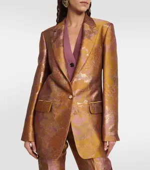 Dries Van Noten Printed Metallic Blazer