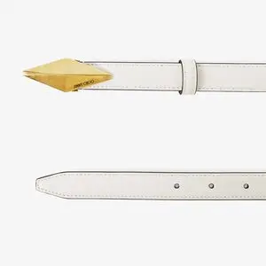 JIMMY CHOO Diamond Clasp Latte Leather Belt - Neutral