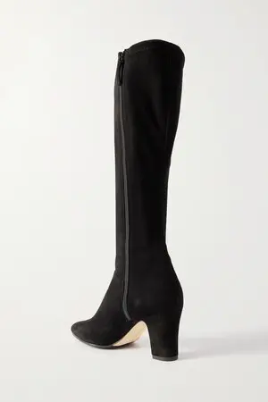 Manolo Blahnik Pitana 70 Suede Knee Boots - Black