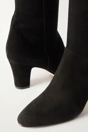 Manolo Blahnik Pitana 70 Suede Knee Boots - Black