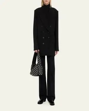 Khaite Elena Studded Leather Shoulder Bag - Black