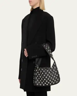 Khaite Elena Studded Leather Shoulder Bag - Black