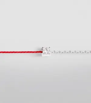 REDLINE White Gold Royal String Bracelet - Red