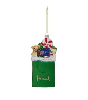 Harrods Shopping Bag Tree Decoration - Green