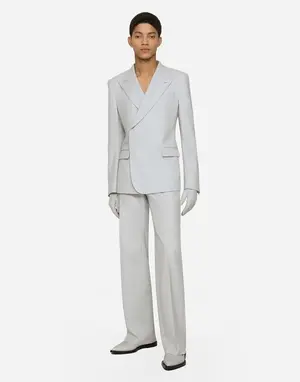 Dolce & Gabbana Stretch Wool Twill Straight Leg Trousers