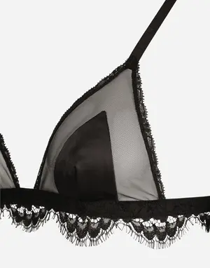 Dolce & Gabbana Satin, Lace And Tulle Soft-cup Triangle Bra - Black