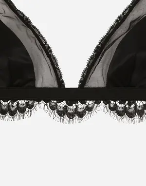 Dolce & Gabbana Satin, Lace And Tulle Soft-cup Triangle Bra - Black