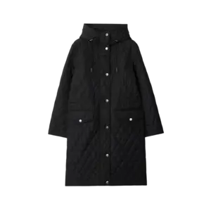 Burberry Quilted Nylon Hooded Coat - Black