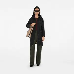 Burberry Quilted Nylon Hooded Coat - Black