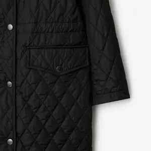 Burberry Quilted Nylon Hooded Coat - Black