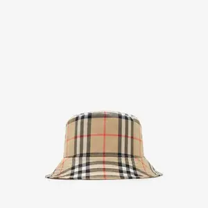 Burberry Check Cotton Bucket Hat - Sand Beige