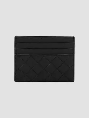 Bottega Veneta Intrecciato Card Case - Black Silver