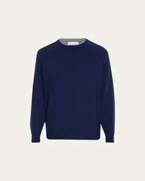 Brunello Cucinelli Cashmere Raglan Crewneck Sweater - Navy