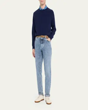 Brunello Cucinelli Cashmere Raglan Crewneck Sweater - Navy