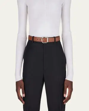 FERRAGAMO Reversible Leather Gancio-buckle Belt