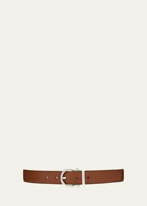 FERRAGAMO Reversible Leather Gancio-buckle Belt