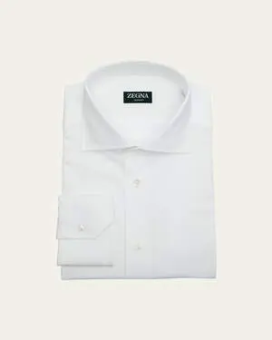 Zegna Trofeo Cotton Dress Shirt - White Solid