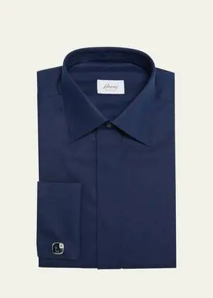 Brioni Men's Concealed-Placket Dress Shirt - Midnight B