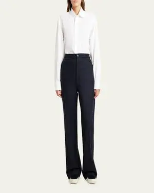 SETCHU Flannel Straight Leg Trousers