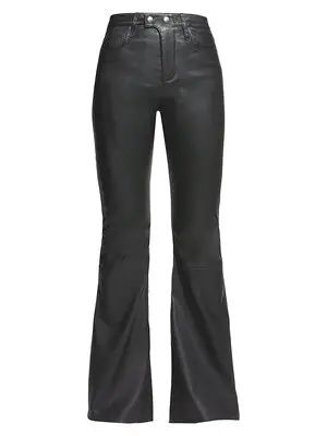 AS By DF Women's Robbie Stretch Leather Flare Pants - Black  - Black