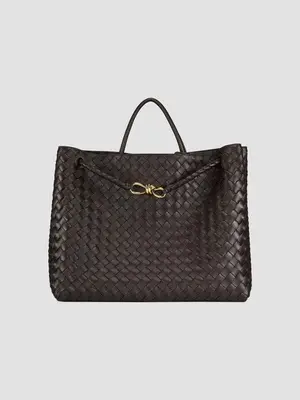 Bottega Veneta Andiamo Intrecciato Leather Top-handle Bag - Fondant